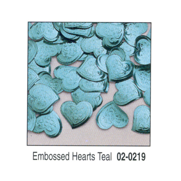Teal Embossed Heart Confetti — MidValleyCloseouts.com